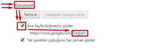 Web Tarayıcısının Başlangıç Sayfasını Değiştirme